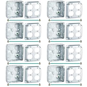 Copkim 8 Pack Outlet Box Kit, Includes 8 Metal Electrical Box 4 x 4 ...