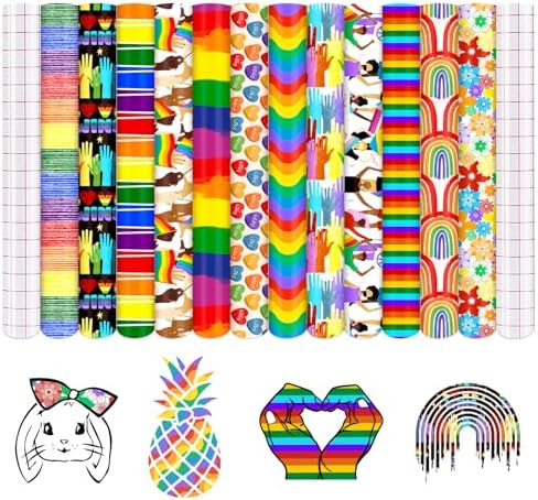 Amazon.com: HTVSTD Tie Dye Permanent Vinyl - 12 Sheets 12"x10" Swirl ...