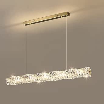 TPMAFF LED Linear Crystal Chandeliers,Chrome Modern Metal Pendant ...