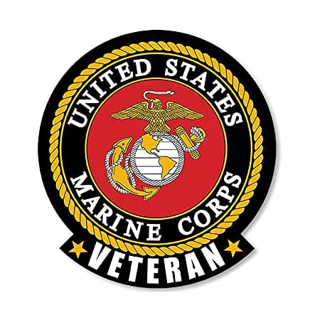 Amazon.com - Round Black and Gold Marine Corps Logo w Veteran Tab ...