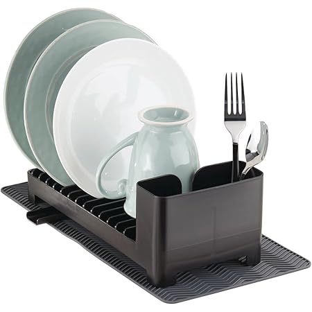 Amazon.com: mDesign Compact Modern Metal Dish Drying Rack and ...