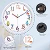 Warminn Kids Wall Clock 12 inch Teaching Clock Telling Time Silent ...