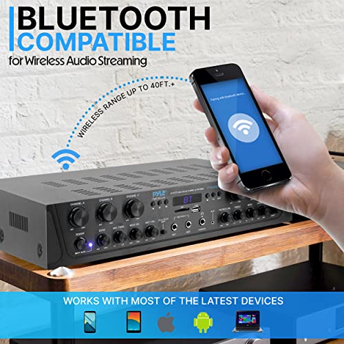 Pyle Wireless Home Audio Amplifier System - Bluetooth Compatible Sound ...