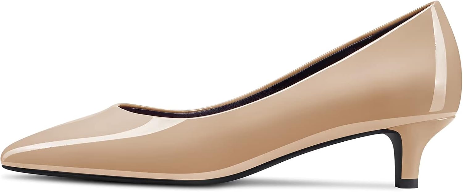 Amazon.com | NobleOnly Women Kitten Low Heel Pointed Toe Pumps Slip-on ...