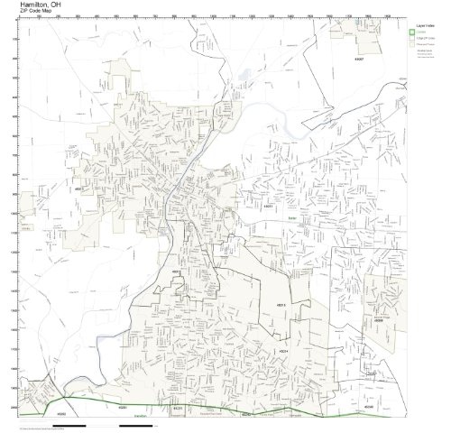 Amazon.com : ZIP Code Wall Map of Hamilton, OH ZIP Code Map Laminated ...