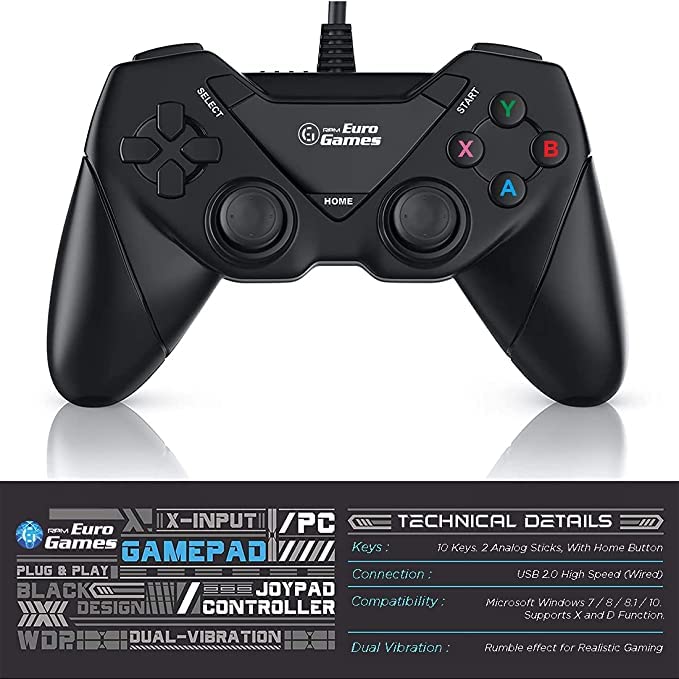 RAAM Computers generic Euro Games Laptop/PC Controller Wired for ...