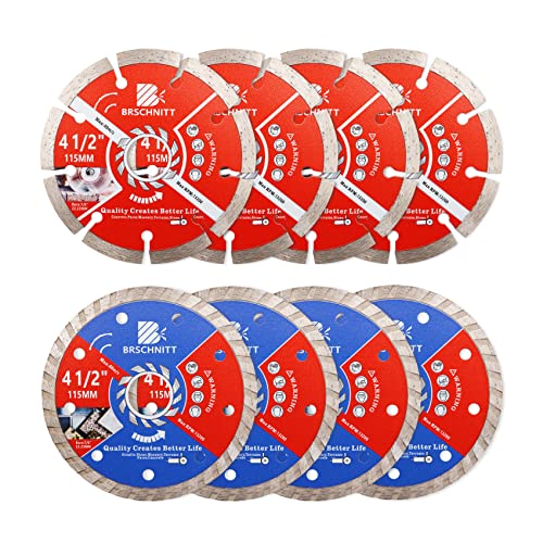 Snapklik.com : Diamond Blade Set,8pcs 4-1/2 Inch Arbor 7/8 - 5/8 For ...