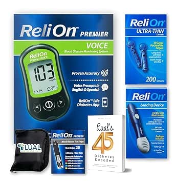 Amazon.com: ReliOn Premier VOICE Glucose Monitor Kit. Diabetes Testing ...
