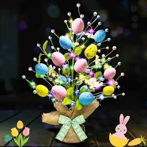 Amazon.com: Kenburg Lighted Easter Decorations 20'' Easter Egg Tree for ...