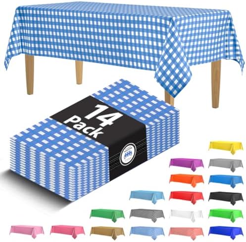 Amazon.com: HSGUS 14 Pack Plastic Blue Premium Gingham Checkered Picnic ...