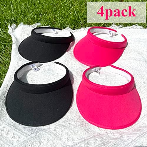 4 Pack Sun Visor Hats Women Men Wide Brim Clip On Visors Cap Outdoor ...