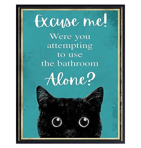 Amazon.com: Funny Cat Restroom Sign LARGE 11x14 - Guest Bathroom Decor ...