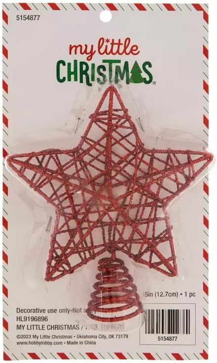 Amazon.com: Red Glitter Wire Star Mini Tree Topper - 5 Inch : Home ...
