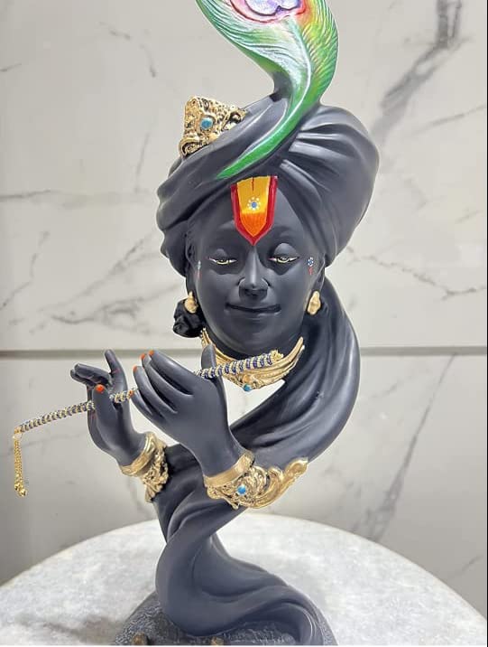 Buy Krishna face Made of polyresin, Multi Colour Marble Look, Hand Made ...