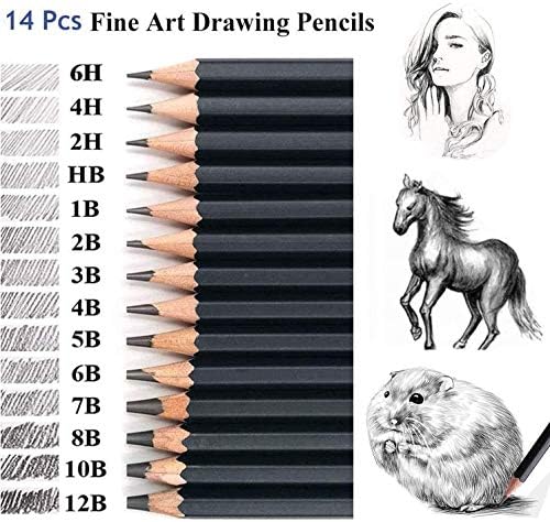 YPYMOD 12 Pcs Drawing Pencils, Sketching Pencils Set, 5H 4H 3H 2H HB B ...