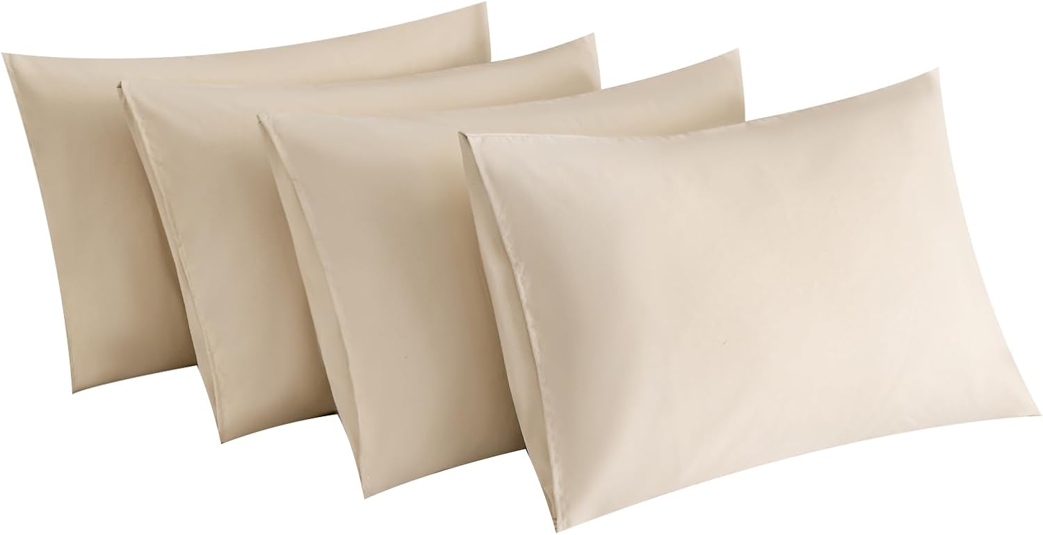Amazon.com: MINIPANDA Beige Pillow Cases Set of 4 Queen Size - Super ...