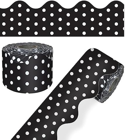 Amazon.com: 99 Ft Bulletin Board Border 3 Rolls Black and White Dots ...