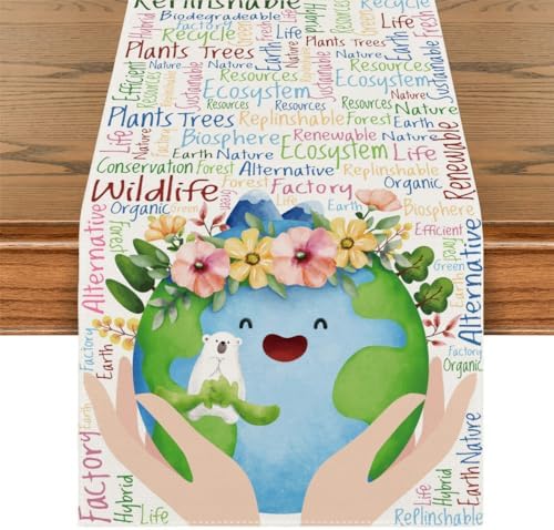 Amazon.com: Earth Day Decorations Earth Day Table Runner Earth Day ...