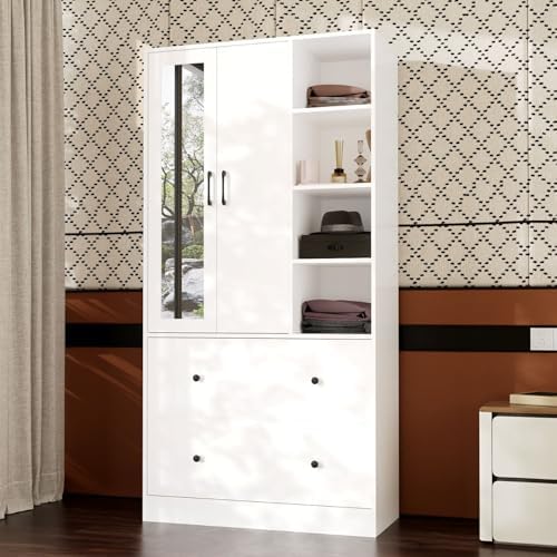 Amazon.com: Lovinouse Tall Closet Storage Cabinet with Doors and Open ...