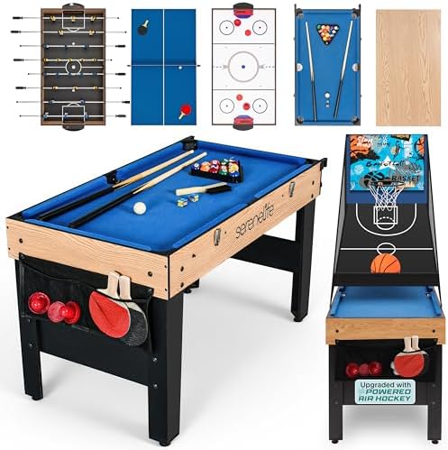 Amazon.com: SereneLife 48" 6-in-1 Multi-Game Electric Air Hockey ...