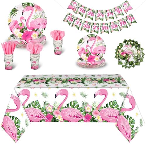 Amazon.com: 172 Pcs Flamingo Birthday Party Supplies - Flamingo Paper ...