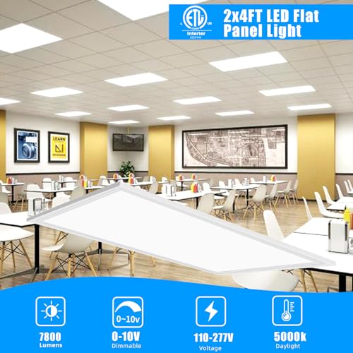 24 Pack 2x4 LED Flat Panel Light, 7800LM Drop Ceiling Light Office ...