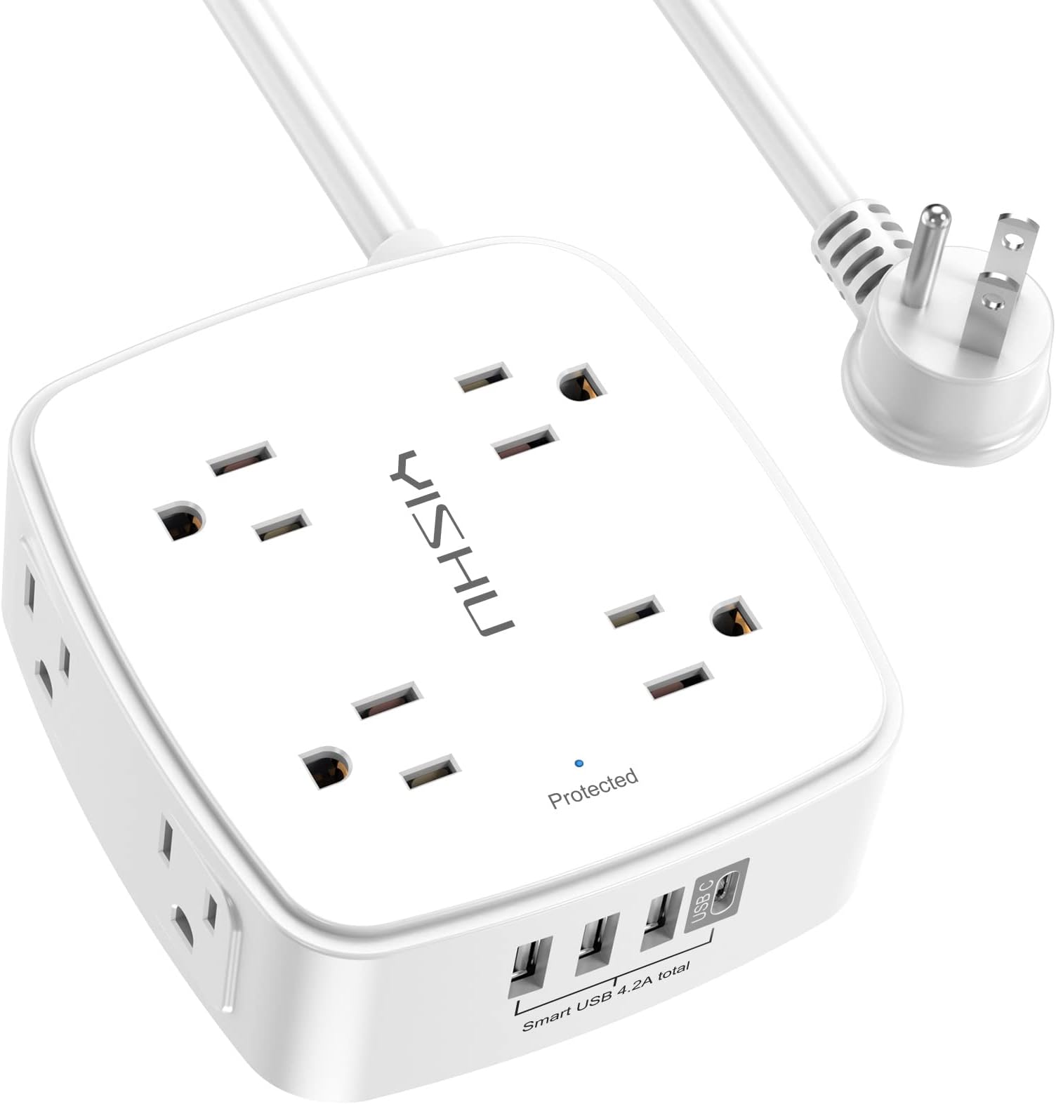Amazon.com: Extension Cord 10 ft, Flat Plug Power Strip, 4 Widely ...