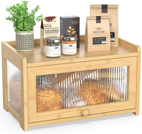BAMBANG Extra Large Bamboo Bread Box for Kitchen Counter, Bread Storage ...