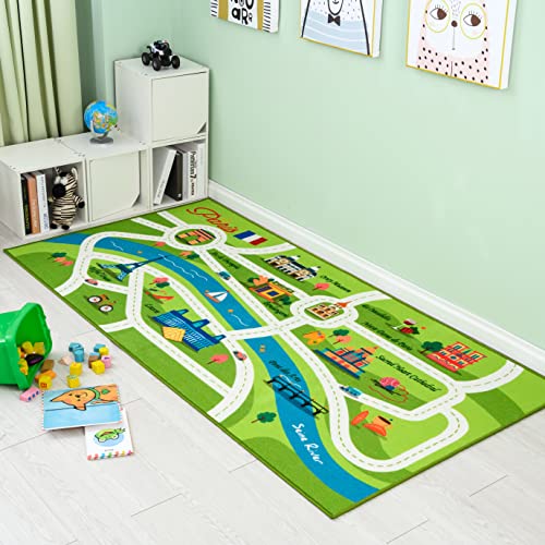 Kids Rug Play mat for Toy Cars,Fun Country Rugs with Roads for Bedroom ...