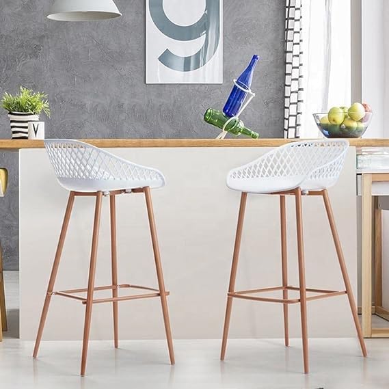 qwqbuy Cozy Bar Stool with Wooden Legs High Counter Bar Stool Suitable ...