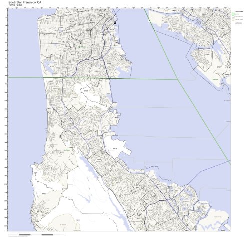 Amazon.com: South San Francisco, CA ZIP Code Map Laminated : Office ...