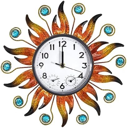 HOBYLUBY Outdoor Clock，Sun-Moon Outdoor Wall Clock Silent Non-Ticking ...