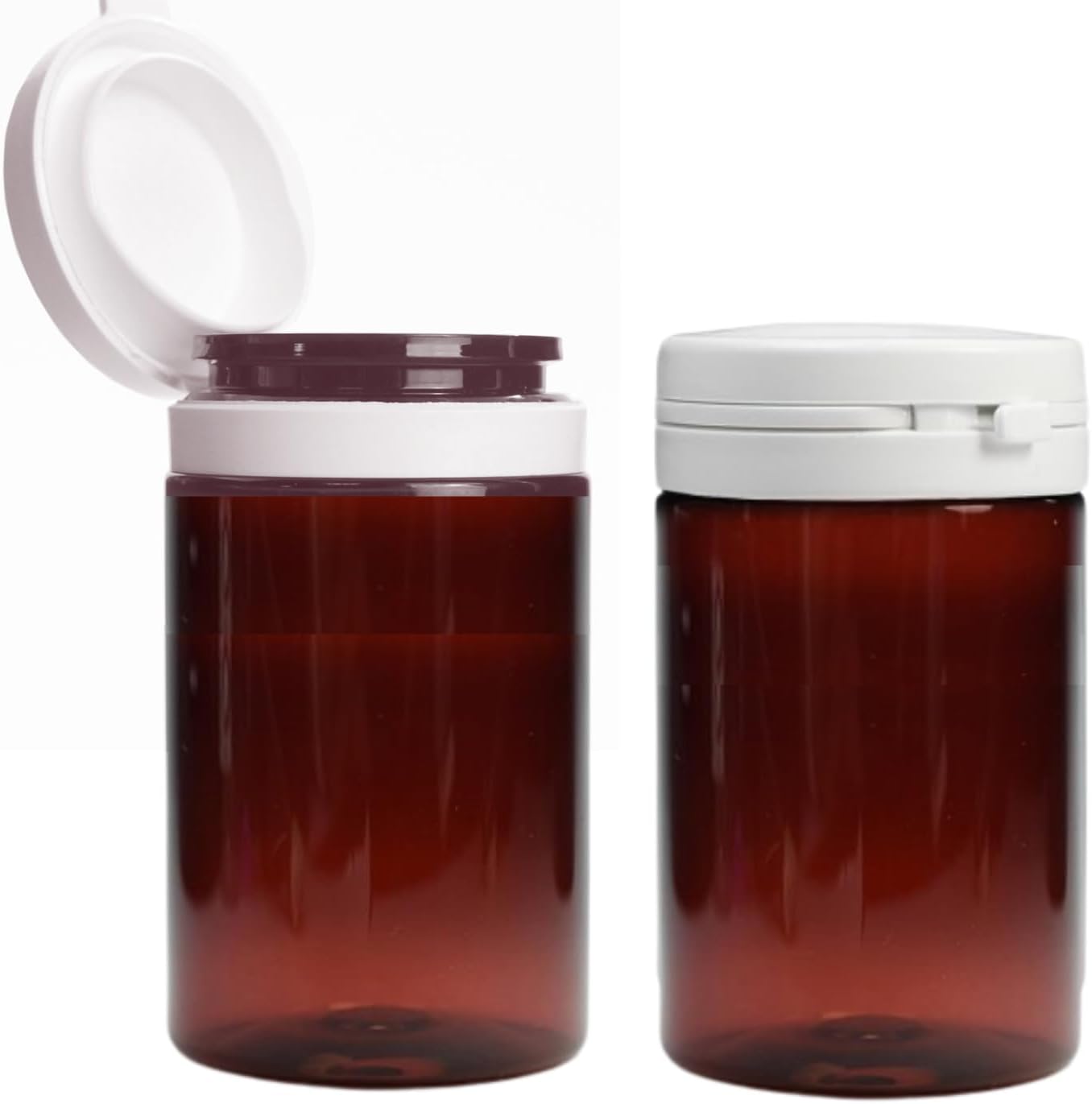 2 x 150ml Robust, Reusable Medicine Clear Pill Pots with hinged Lids ...