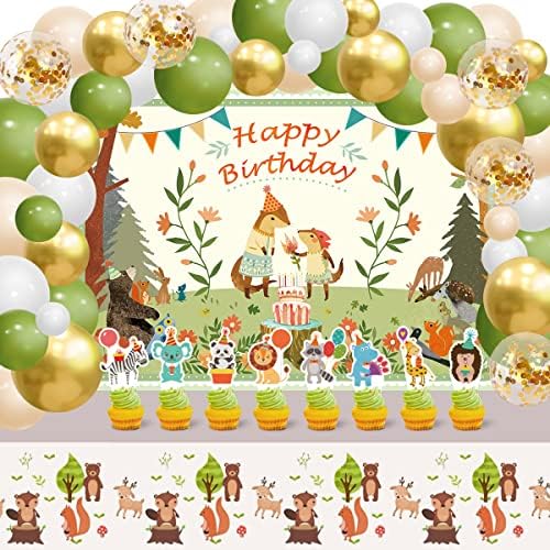 Amazon.com: Woodland Party Decorations Woodland Happy Birthday Banner ...