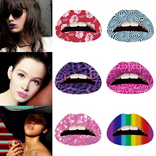 Amazon.com : 6pcs Lips Sticker Art Temporary Tattoos : Beauty ...