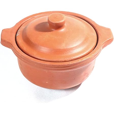 Paarambarya Earthen Kadai/Clay Pot with Lid for Cooking and Serving ...
