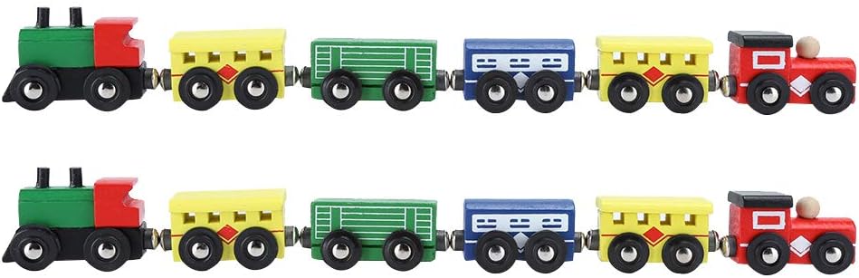 Toy Train,2Set Small Toy Train Assembly Blocks Wooden Carriage Early ...