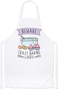 Beware Crazy Baking Lady Chefs Apron : Amazon.co.uk: Home & Kitchen