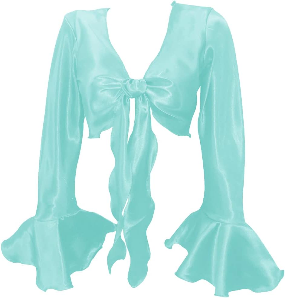 Indian Trendy Women's Satin Ruffle Sleeve Tie Top Choli Blouse Belly ...