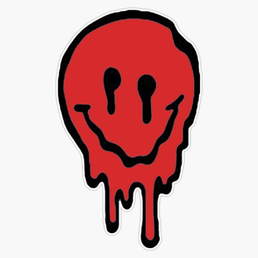 Amazon.com - Trippy Red Smiley Face Vinyl Waterproof Sticker Decal Car ...