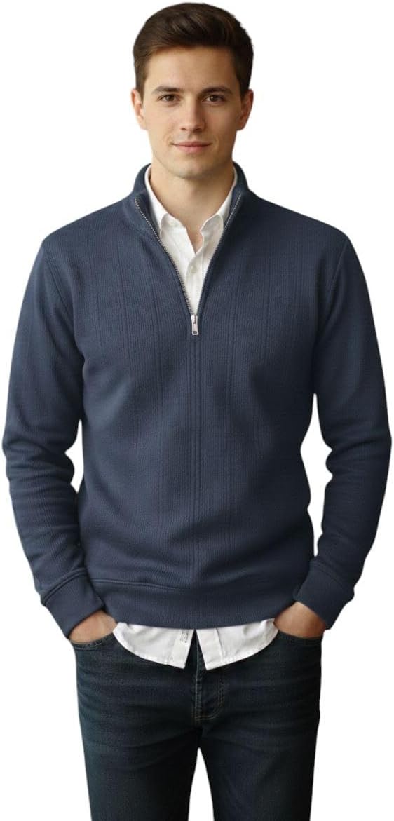 بلوفر هودي سويت شيرت نصف سوستة برقبة مرتفعة للرجال خامة بلوش بنظام ...