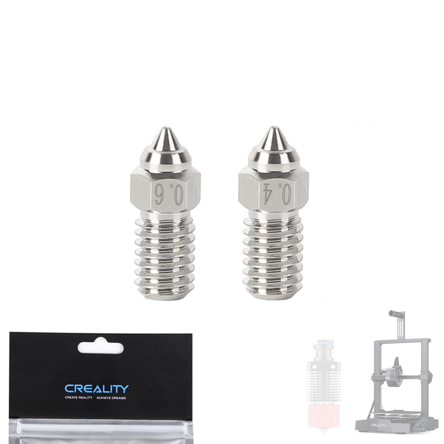 Creality Ender-3 V3 SE 0.4mm Nozzles + 0.6mm High-Speed Nozzles for ...