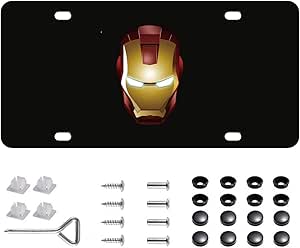 Amazon.com: Fit Iron Man License Plate Cover Black Metal Sturdy License ...
