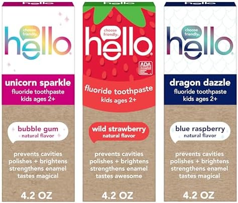 Amazon.com : Hello Kids Fluoride Toothpaste Variety Pack, Includes a ...