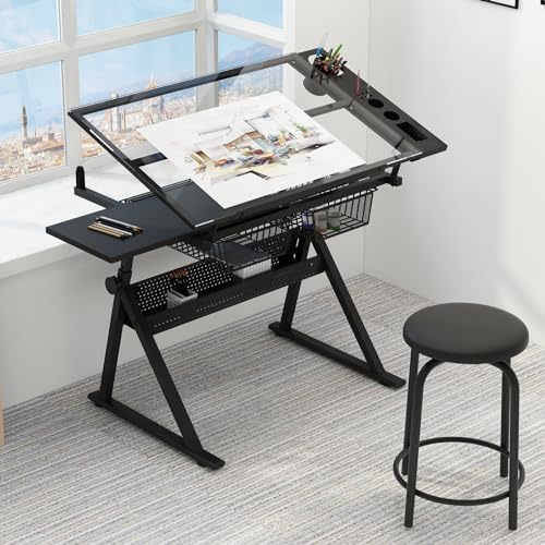 Amazon.com: Gagawin Drafting Table with Stool, Height Adjustable ...