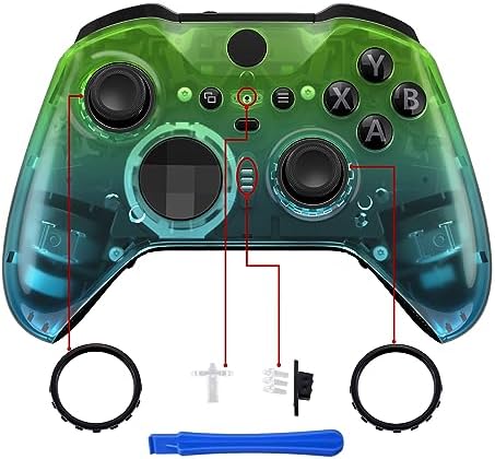 eXtremeRate Gradient Translucent Green Blue Front Housing Shell Case ...