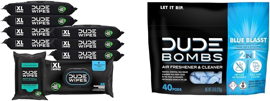 Amazon.com: DUDE Wipes - Flushable Wipes - Unscented 8 Pack and Mint ...