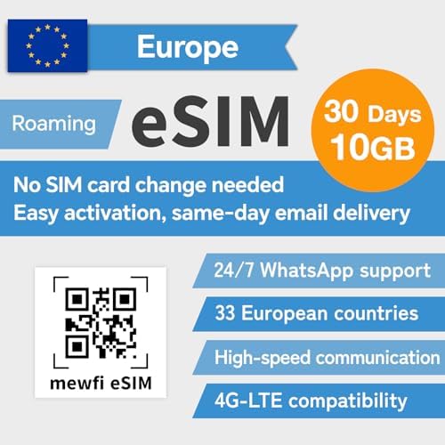 Amazon.com: Europe eSIM 30 Days 10GB – 30+ European Countries, 4G High-Speed Communication, Easy ...
