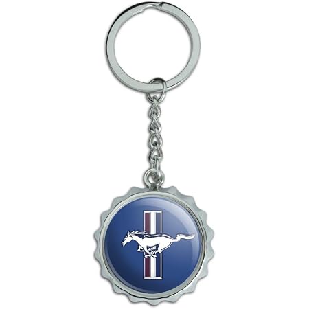 Amazon.com: Ford Mustang Logo Keychain Spinning Round Chrome Plated ...