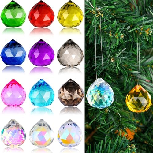 Amazon.com: 16 Pcs Christmas Crystal Glass Balls Ornaments - Mini ...